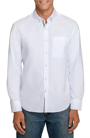 BROOKLYN BRIGADE Solid Oxford Woven Long Sleeve Basic - White