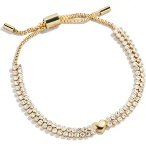Baublebar Heart Double Tennis Slider Bracelet - Gold/clear