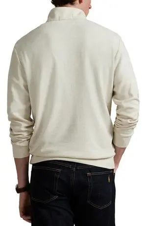 Polo Ralph Lauren Textured Double Knit Quarter Zip Pullover - Chalk Heather/nevis