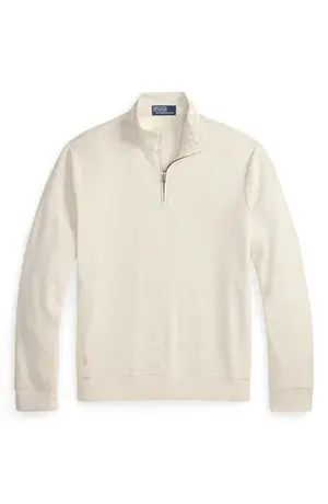 Polo Ralph Lauren Textured Double Knit Quarter Zip Pullover - Chalk Heather/nevis