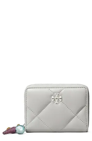 Tory Burch Small Kira Diamond Quilt Wallet - Grey