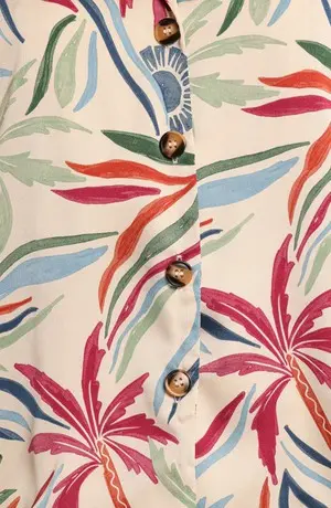 PETAL & PUP Illoura Palm Tree Print Camp Shirt - Tahitian Tide