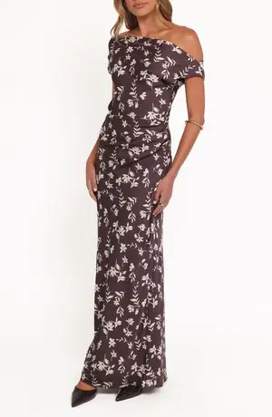 PETAL & PUP Zafira Floral One-shoulder Maxi Dress