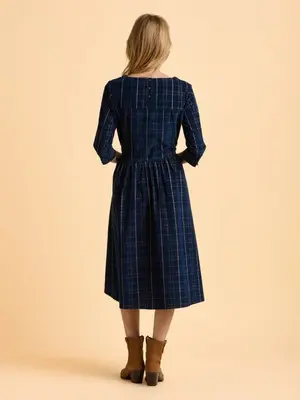 BRAKEBURN Lilliput 3/4 Sleeve Boat Neck Midi Dress