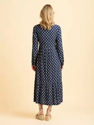 BRAKEBURN Lark Long Sleeve Button Midi Dress