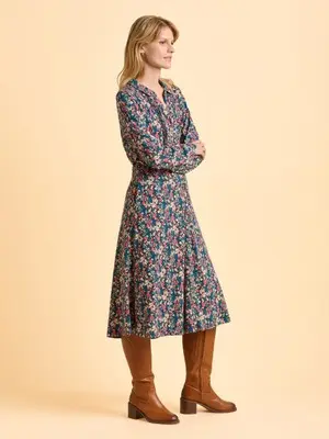 BRAKEBURN Charlotte Long Sleeve Shirt Midi Dress