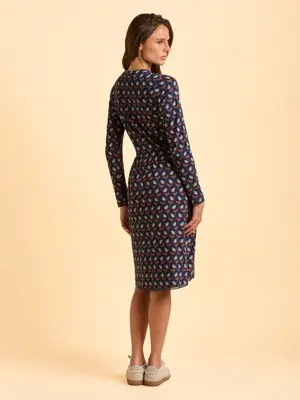 BRAKEBURN Rowan Long Sleeve V-neck Midi Dress