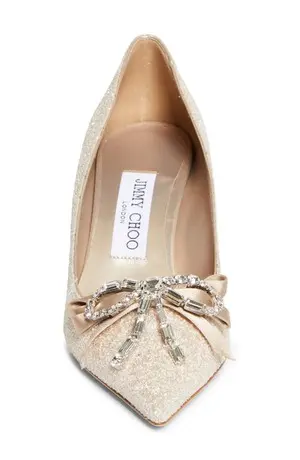 JIMMY CHOO Auria Crystal Bow Glitter Pumps