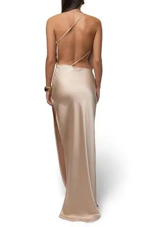 JLUXLABEL Delmara Cowl Neck Satin Dress - Cream