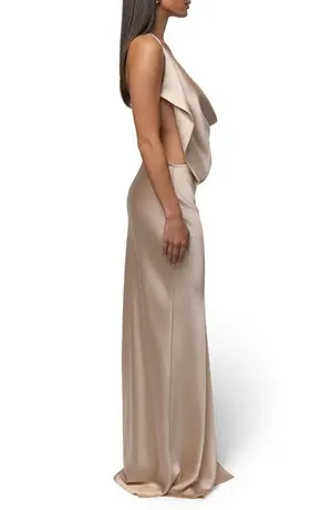 JLUXLABEL Delmara Cowl Neck Satin Dress - Cream