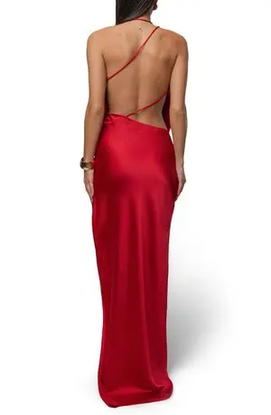JLUXLABEL Delmara Cowl Neck Satin Dress - Red