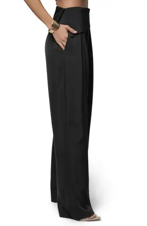 JLUXLABEL High Waist Wide-leg Pants - Black