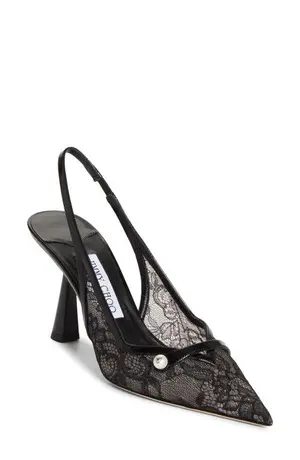 JIMMY CHOO Amita Pointed Toe Slingback Pumps - Black/black