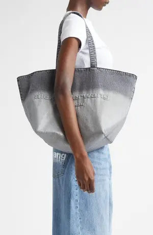 Alexander Wang Punch Dip Coated Denim Tote - Light Grey Aged/silver