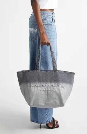 Alexander Wang Punch Dip Coated Denim Tote - Light Grey Aged/silver