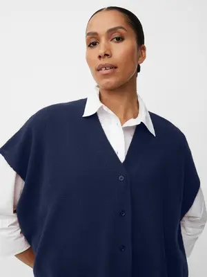 MASAI COPENHAGEN Malucanne Short Sleeve V-neck Cardigan - Navy Blazer