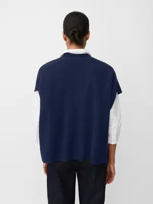 MASAI COPENHAGEN Malucanne Short Sleeve V-neck Cardigan - Navy Blazer