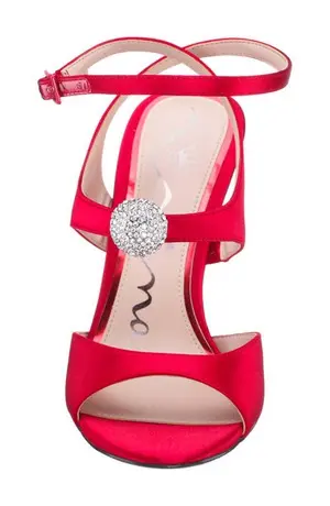Nina Dahlia Embellished Ankle Strap Sandal - Red