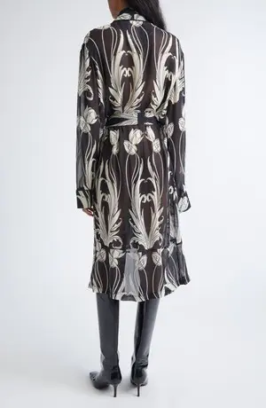 Monse Printed Silk Georgette Wrap Coat