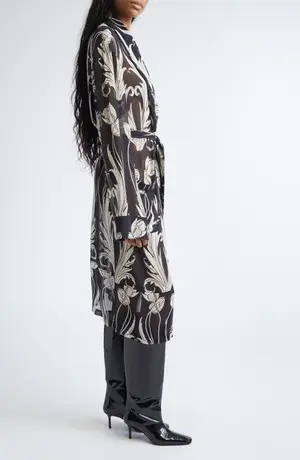 Monse Printed Silk Georgette Wrap Coat