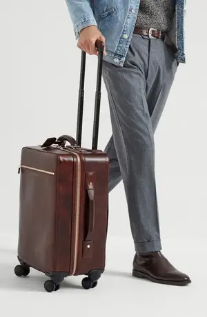 Brunello Cucinelli Burnished Calfskin Suitcase - Burgundy