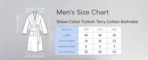 ARUS Shawl Collar Turkish Terry Cotton Bathrobe For - Black