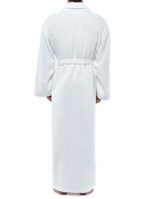 ARUS Classic Shawl Collar Ankle Length Terry Bathrobe - White