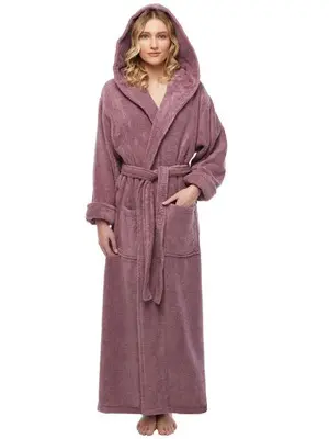 ARUS Softy Ankle Length Long Cotton Robe - Grape