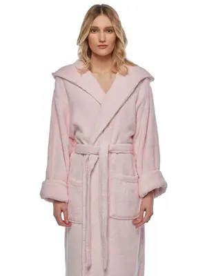 ARUS Softy Ankle Length Long Cotton Robe - Pink