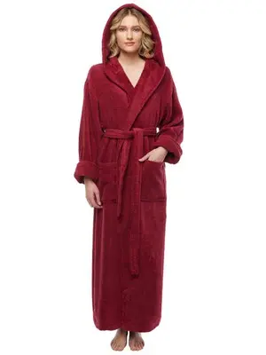 ARUS Softy Ankle Length Long Cotton Robe - Wine