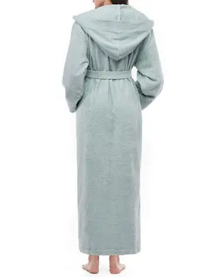 ARUS Pacifica Cotton Full Length Hooded Bathrobe - Seafoam