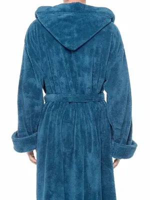 ARUS Hooded Long Fleece Robe - Aegean Blue