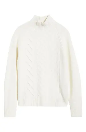 BOSS Hector Cable Virgin Wool & Silk Mock Neck Sweater