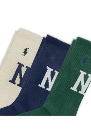 Polo Ralph Lauren Assorted 3-pack Ny Crew Socks