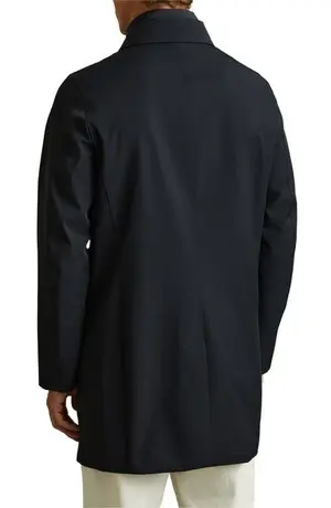 REISS Logan Water-resistant Overcoat With Removable Funnel Neck Insert - Navy