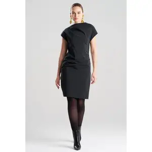 Natori Taffeta Asymmetric Draped Dress