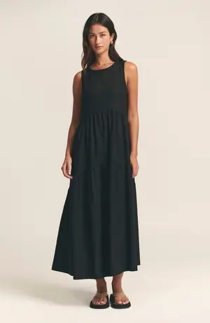 ST MRLO Remi Tiered Midi Dress - Black