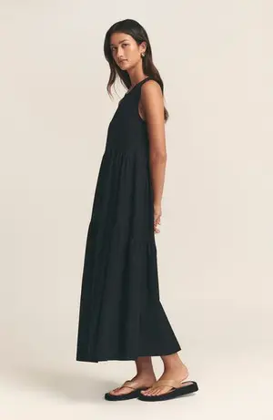 ST MRLO Remi Tiered Midi Dress - Black