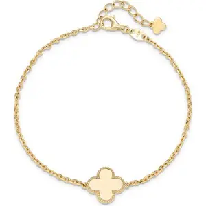 DEVATA 14k Gold Clover Charm Chain Bracelet - Yellow Gold