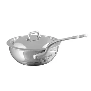 MAUVIEL M'cook 1.1 Qt. Stainless Steel Curved Splayed Saute Pan With Lid - Silver