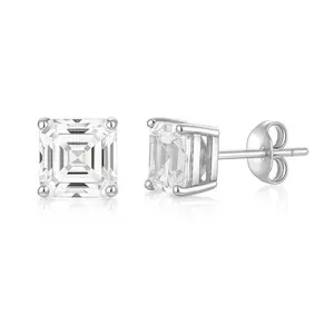 DONATELLO GIAN Sterling Silver Asscher Cut Stud Earrings Silver