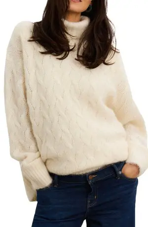 Hatch The Sophie Alpaca Cable Turtleneck - Ivory