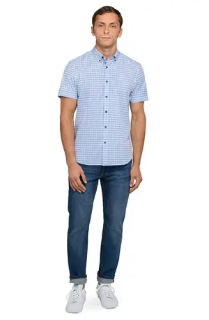 CON.STRUCT Plaid Woven Short Sleeve Basic - White/blue
