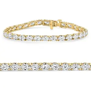 BLISS DIAMOND 10.75ct Oval Cut Lab Grown Diamond Tennis Bracelet - 14k Yellow Gold
