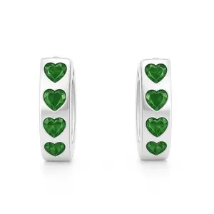 DONATELLO GIAN Sterling Silver Emerald Heart Hoop Earrings