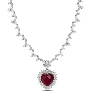 JULIANNA B. Cubic Zirconia Heart Necklace Red Cz