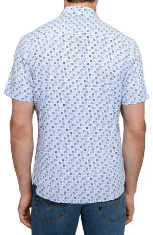 CON.STRUCT Abstract Geo Woven Short Sleeve Basic - White/blue