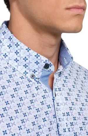 CON.STRUCT Abstract Geo Woven Short Sleeve Basic - White/blue