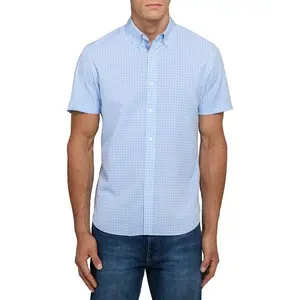 CON.STRUCT Round Checkered Woven Short Sleeve Basic - White/blue