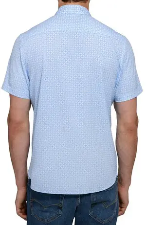 CON.STRUCT Round Checkered Woven Short Sleeve Basic - White/blue